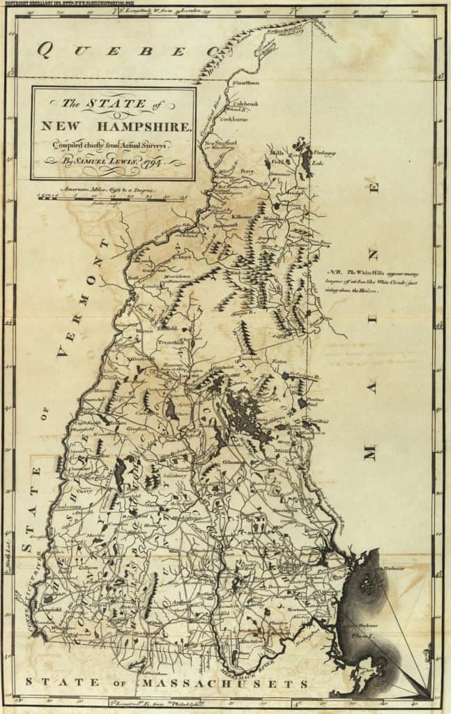 Old Historical City, County and State Maps of New Hampshire