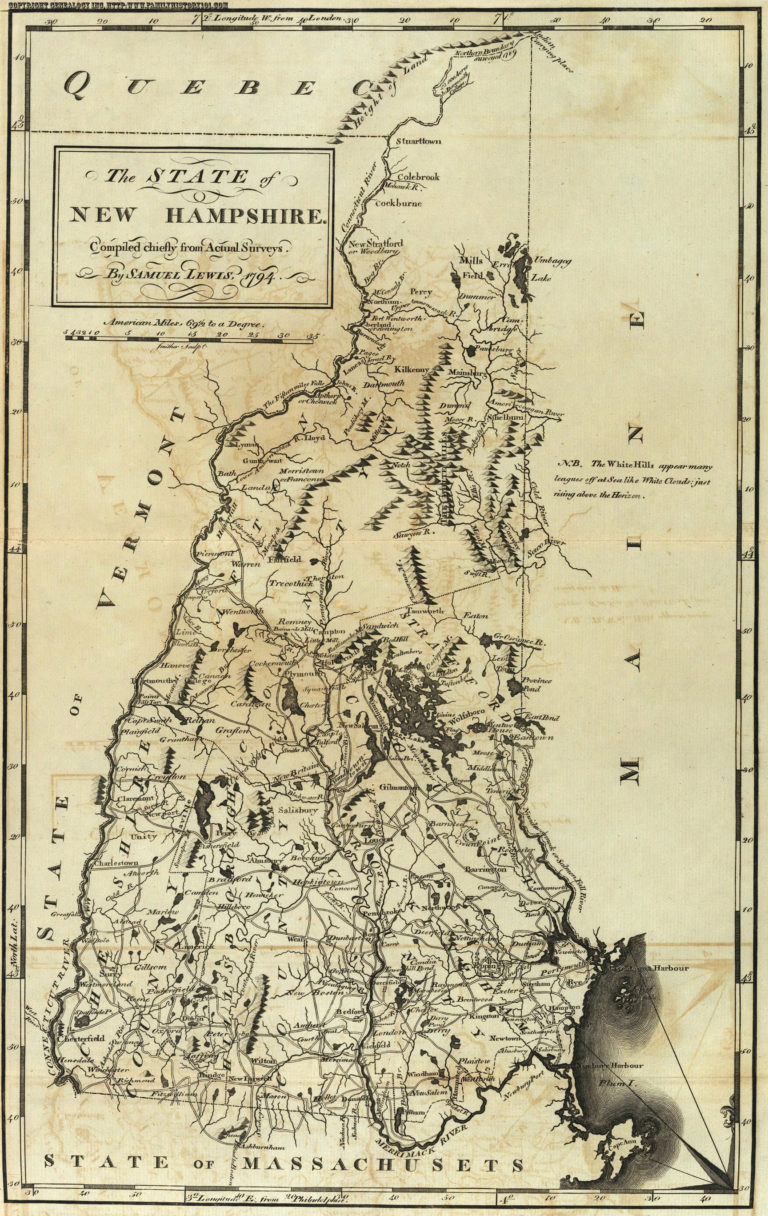 Old Historical City, County and State Maps of New Hampshire