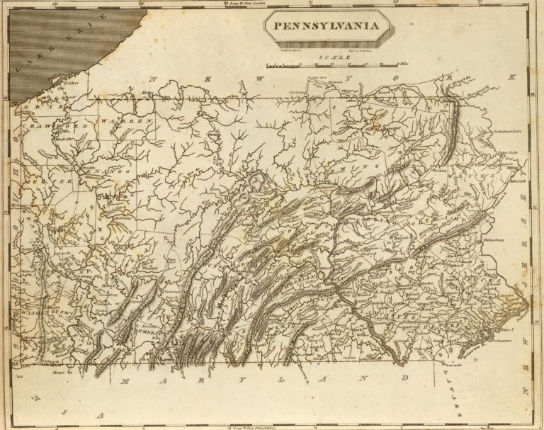 Old Historical City, County and State Maps of Pennsylvania from 1673