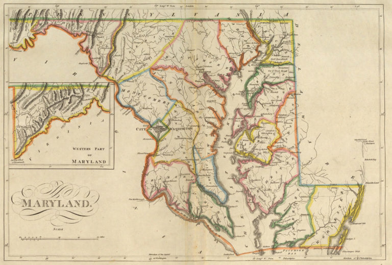 Old Historical City, County and State Maps of Maryland