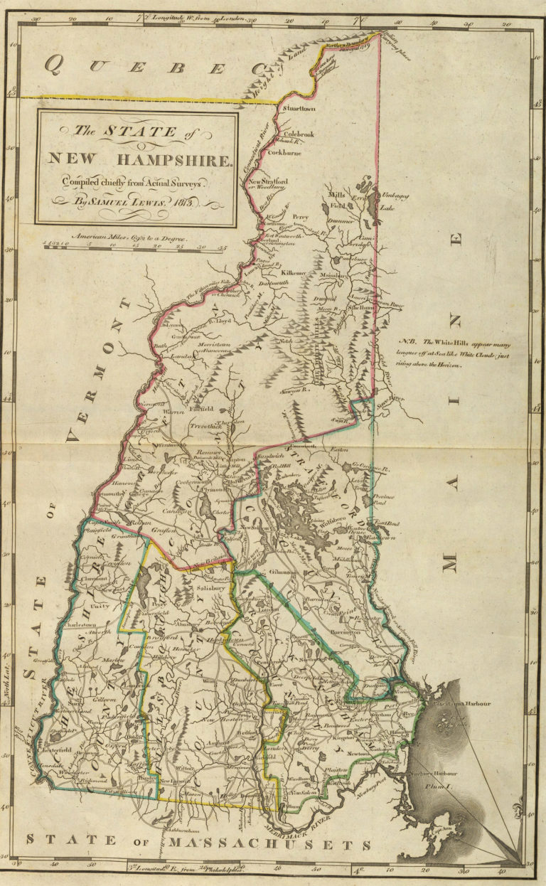 Old Historical City, County and State Maps of New Hampshire