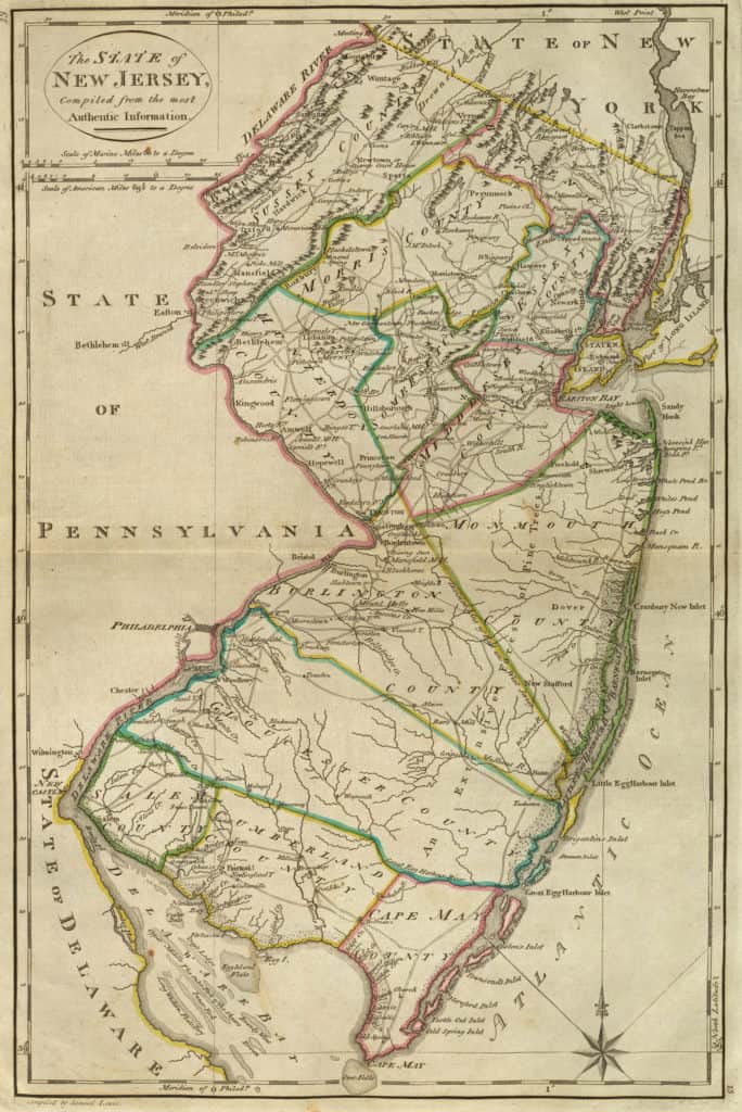 Old Historical City, County and State Maps of New Jersey