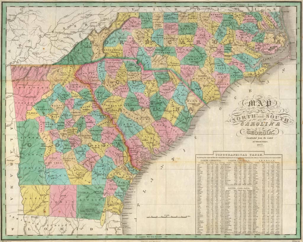 Old Historical City, County and State Maps of Georgia