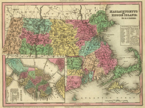 Old Historical City, County and State Maps of Rhode Island