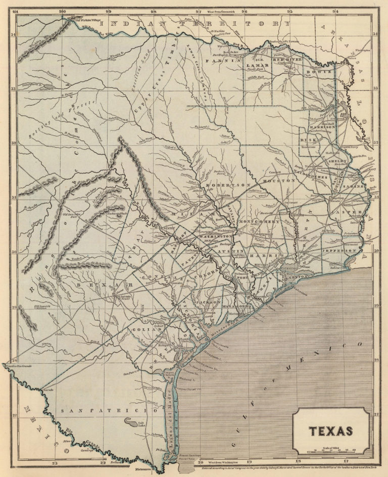 Old Historical City, County and State Maps of Texas