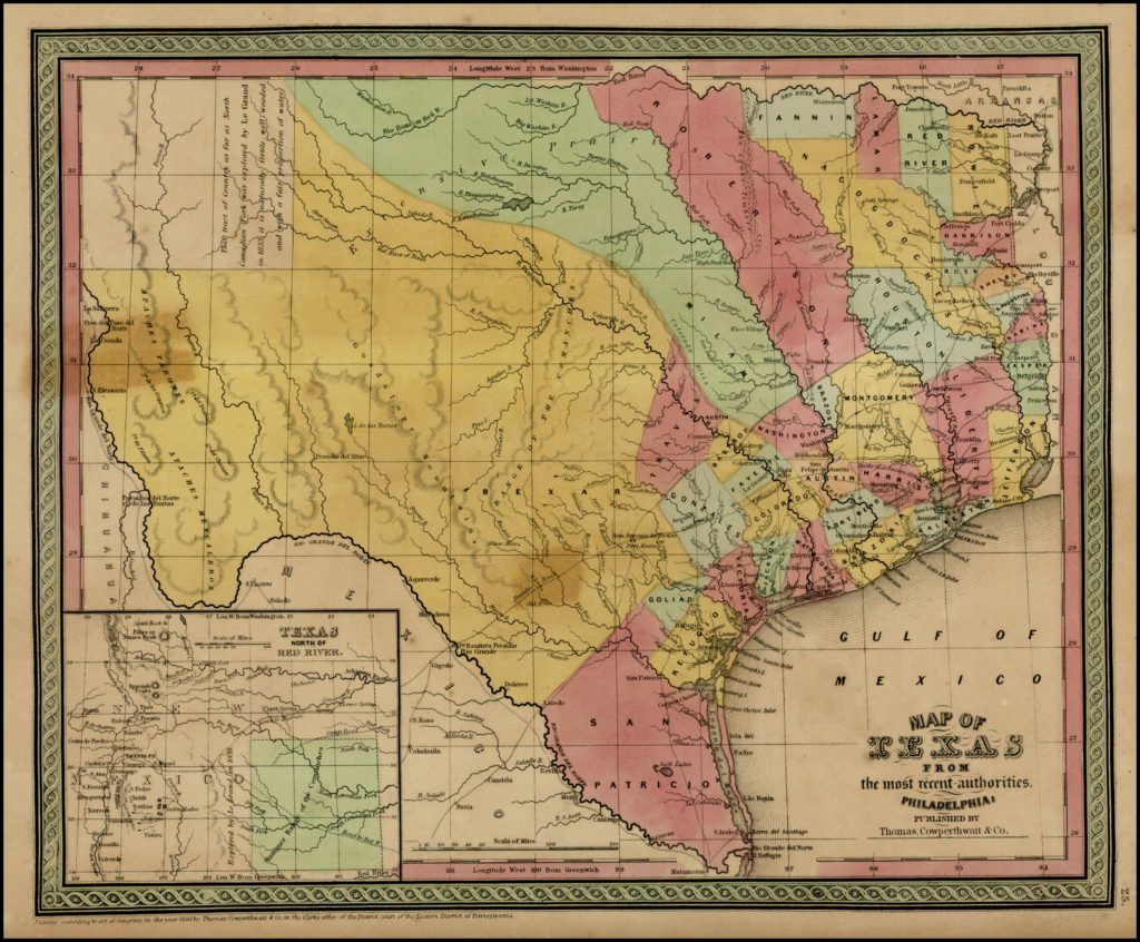 Old Historical City, County and State Maps of Texas