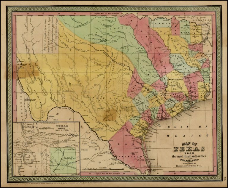 Old Historical City, County and State Maps of Texas