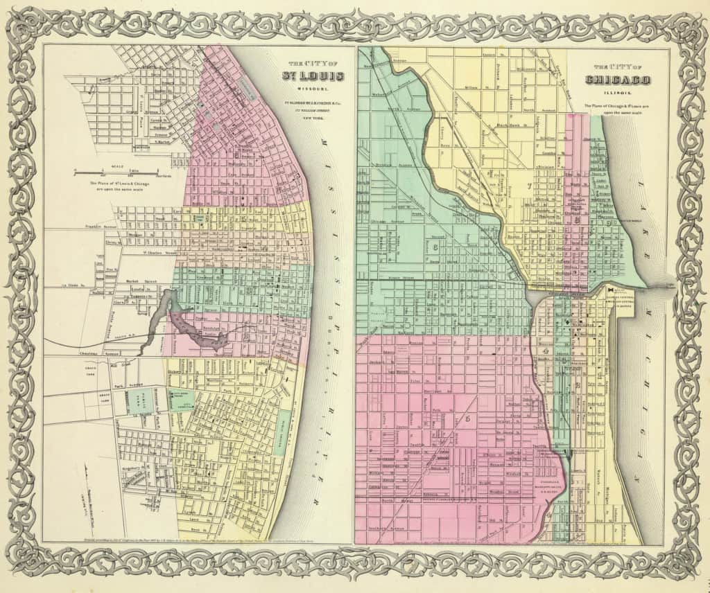 Old Historical City, County and State Maps of Illinios