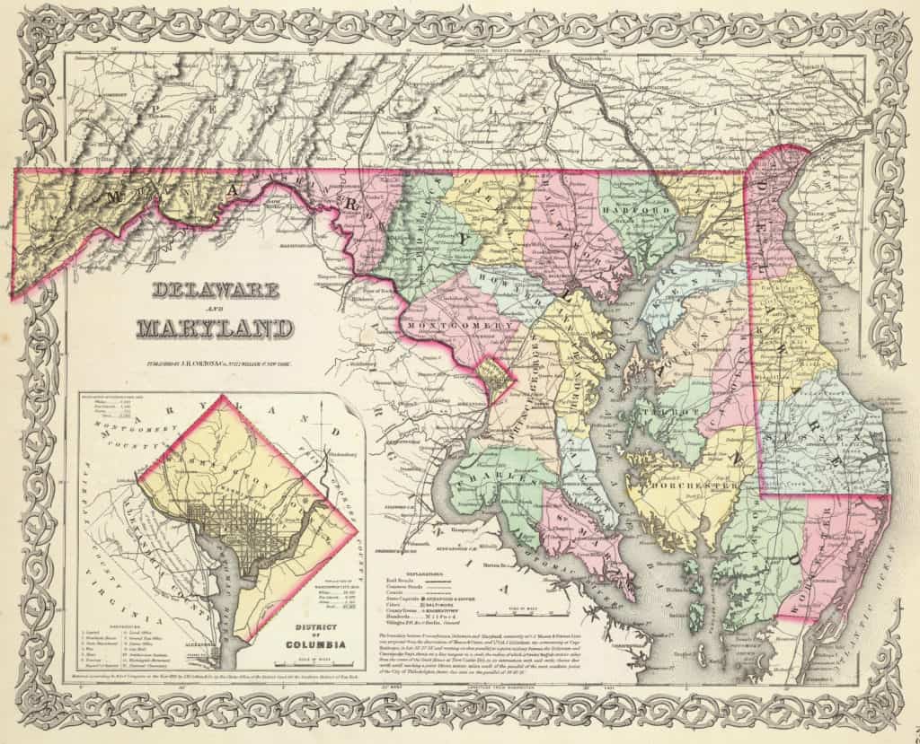 Old Historical City, County and State Maps of Maryland
