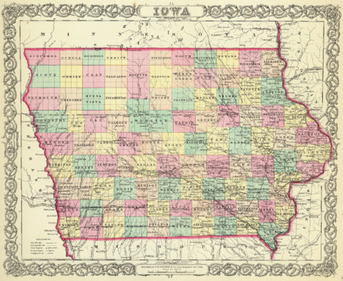 Old Historical City, County and State Maps of Iowa