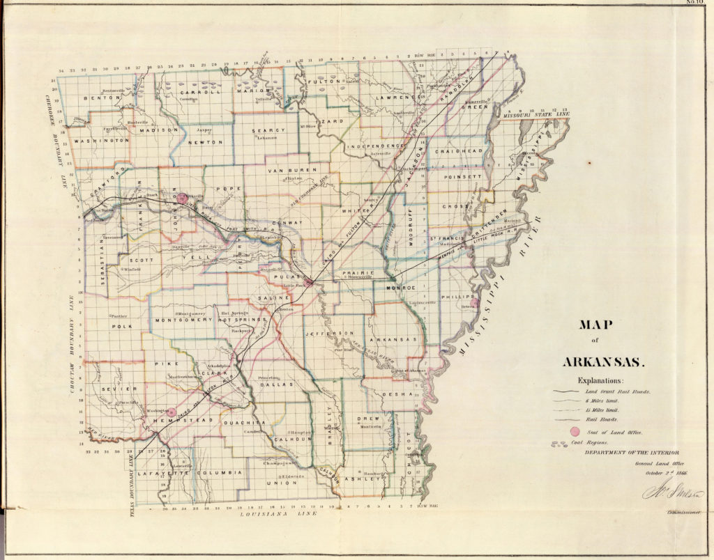 Old Historical City, County and State Maps of Arkansas