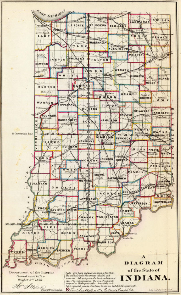 Old Historical City, County and State Maps of Indiana