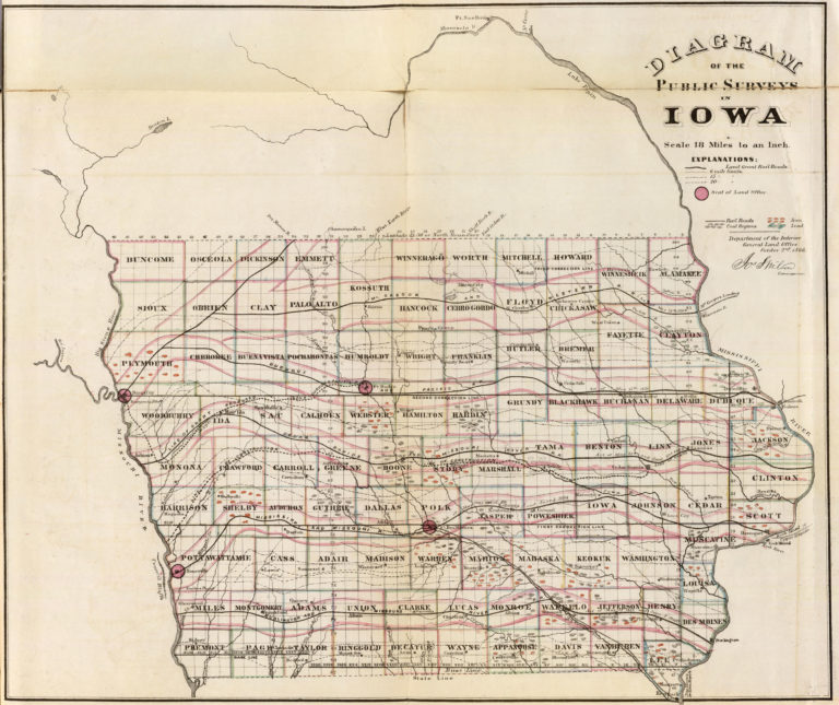 Old Historical City, County and State Maps of Iowa