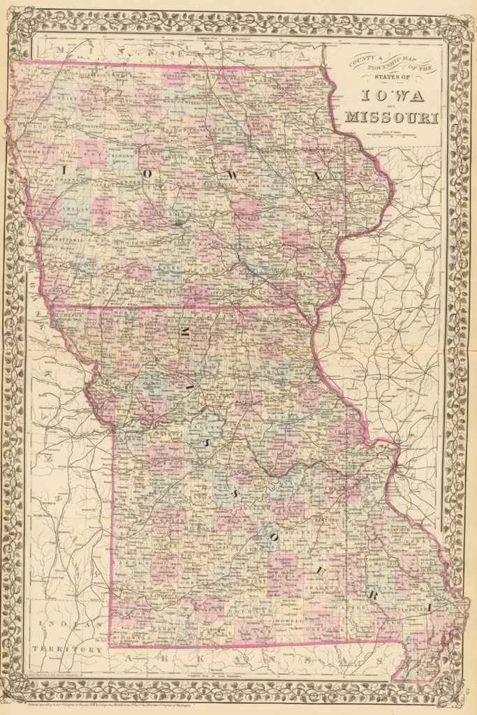 Old Historical City, County and State Maps of Iowa