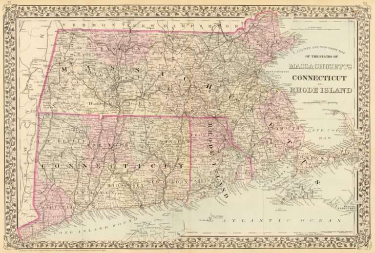 Old Historical City, County and State Maps of Rhode Island