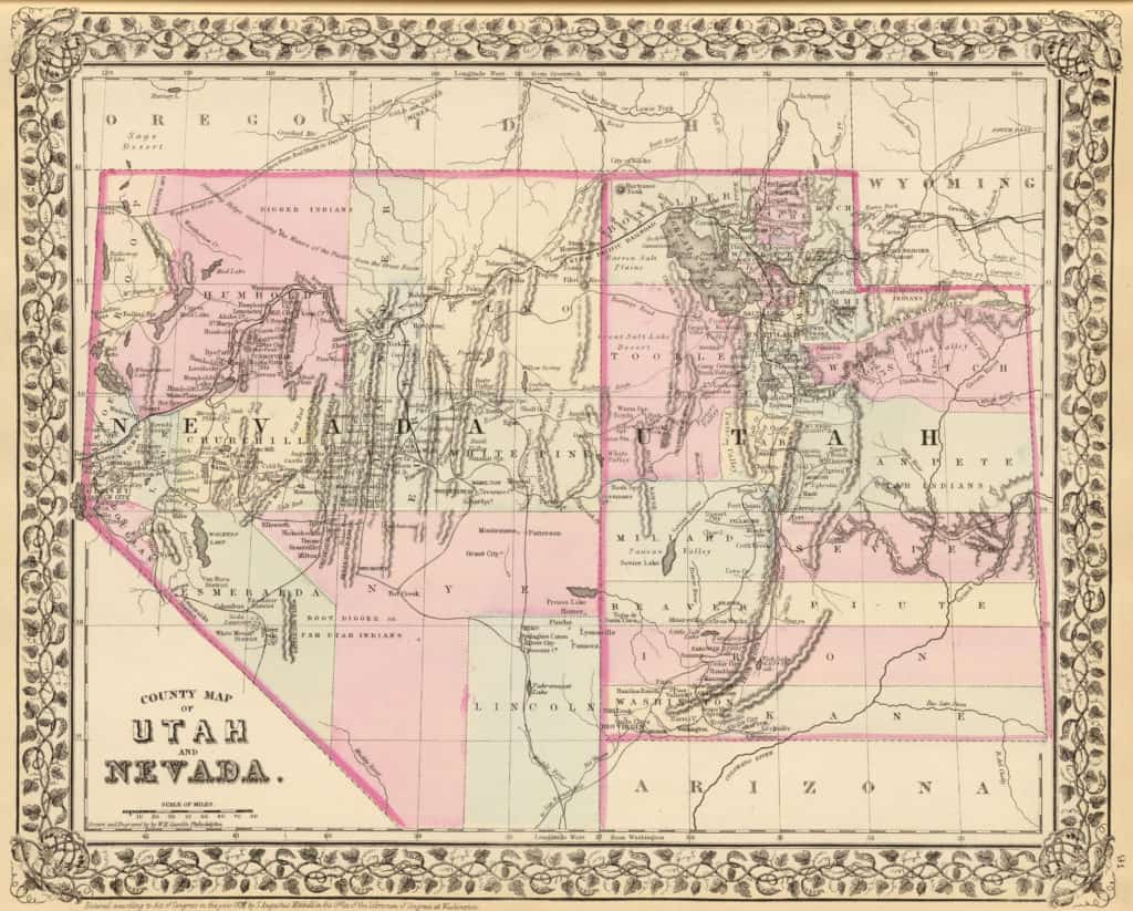 Old Historical City, County and State Maps of Nevada