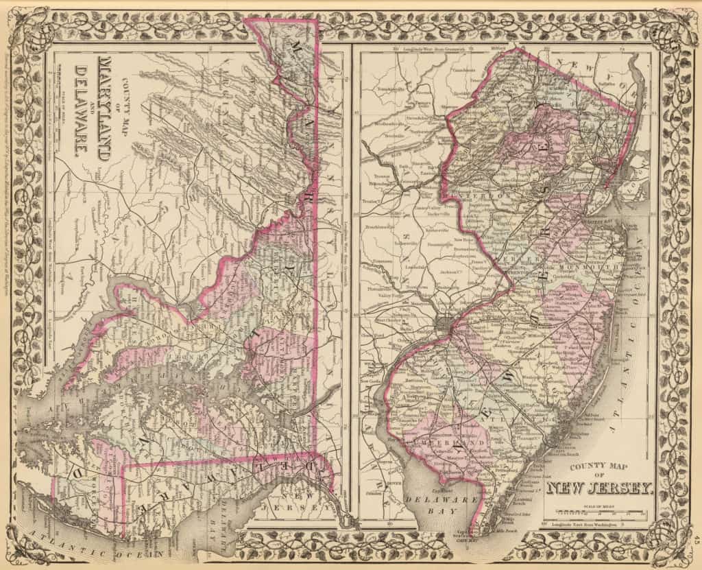 Old Historical City, County and State Maps of New Jersey