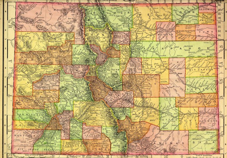 Old Historical City, County and State Maps of Colorado