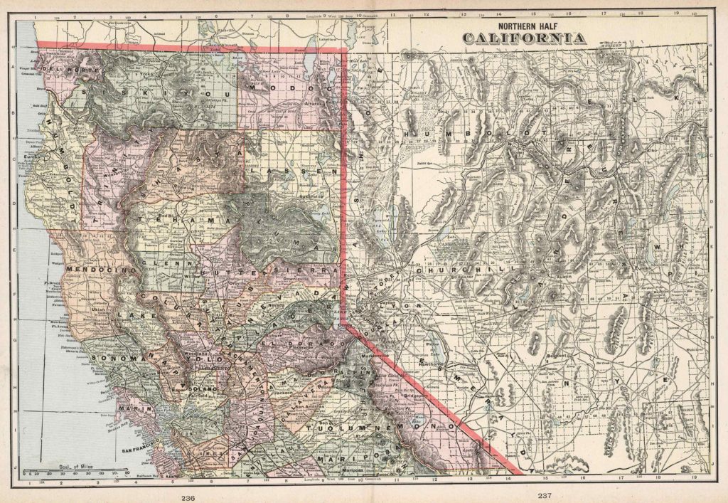 Old Historical City, County and State Maps of California