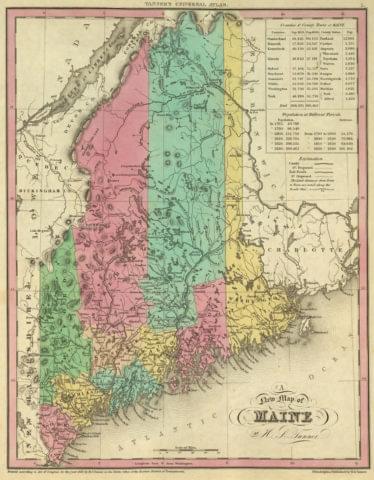 Old Historical City, County and State Maps of Maine