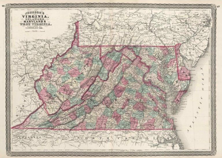 Old Historical City, County and State Maps of West Virginia