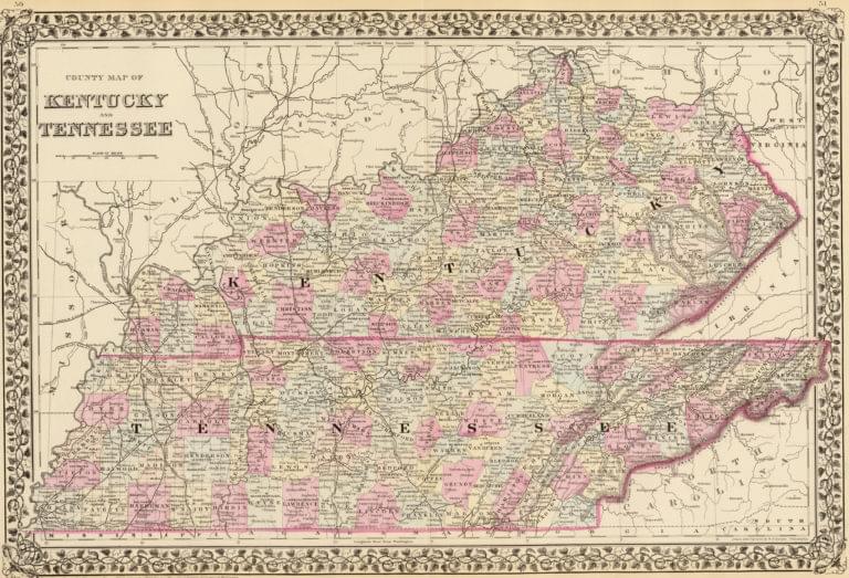Old Historical City, County and State Maps of Tennessee